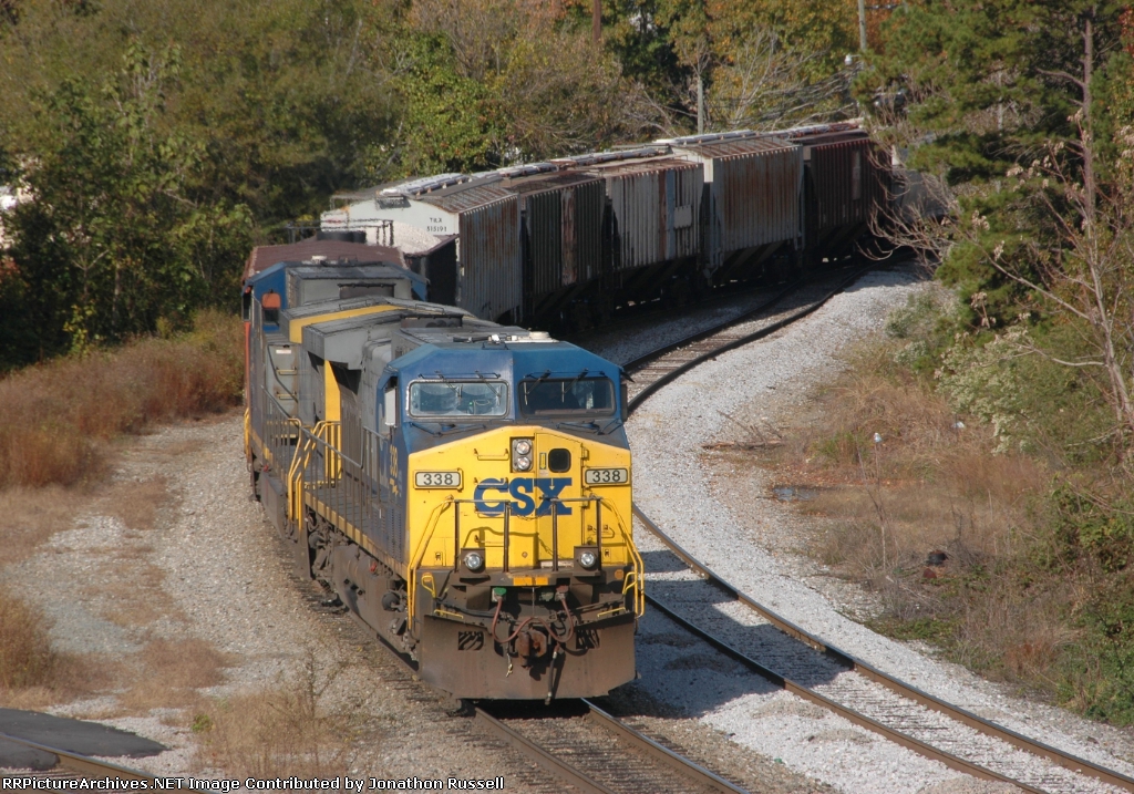CSXT 338 leads CSX-F768 @ South Monroe